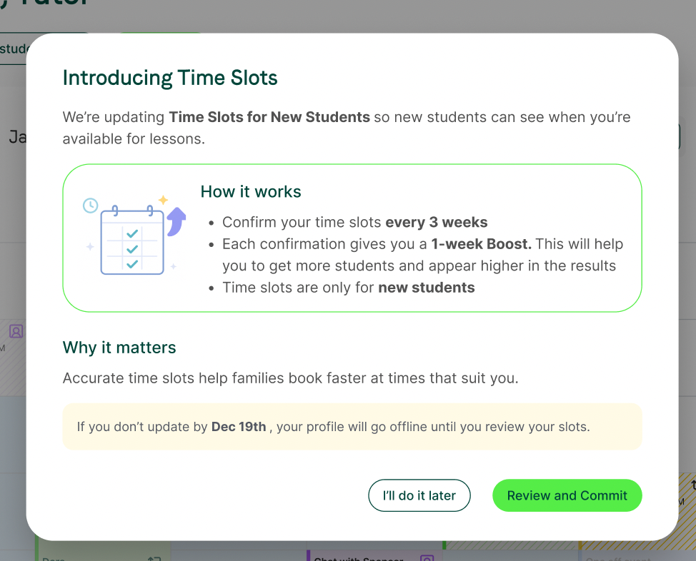 For Tutors: How to Commit to Your Time Slots for New Students – Tutorful